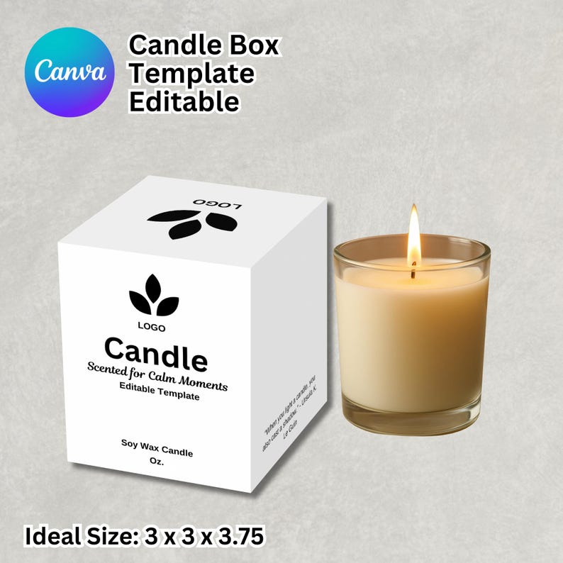 Editable Candle Box Template for Canva, Luxury Packaging for Handmade ...