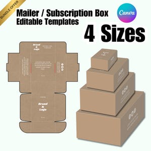 Editable Mailer Box Design for Canva | Printable Subscription Box ...