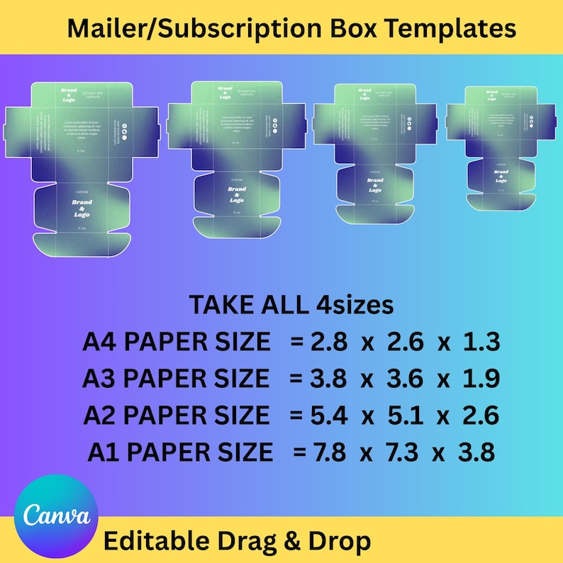 Editable Mailer Box Design for Canva | Printable Subscription Box Template | Custom Mailer Box ...