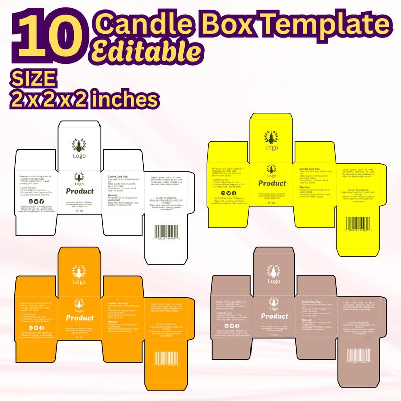Editable Tealight Candle Packaging Box Templates for Canva, Custom DIY ...