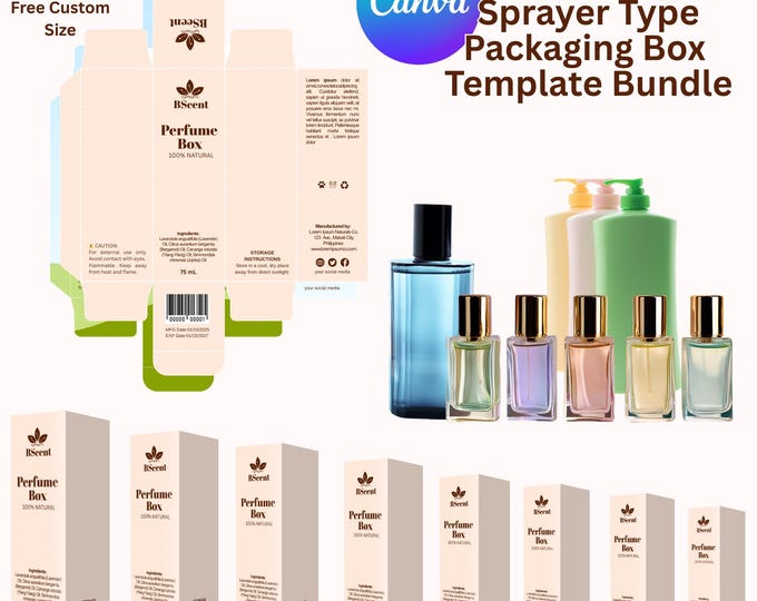 Tall Box Template, Perfume Bottle Packaging (SVG, PDF) - Etsy Canada