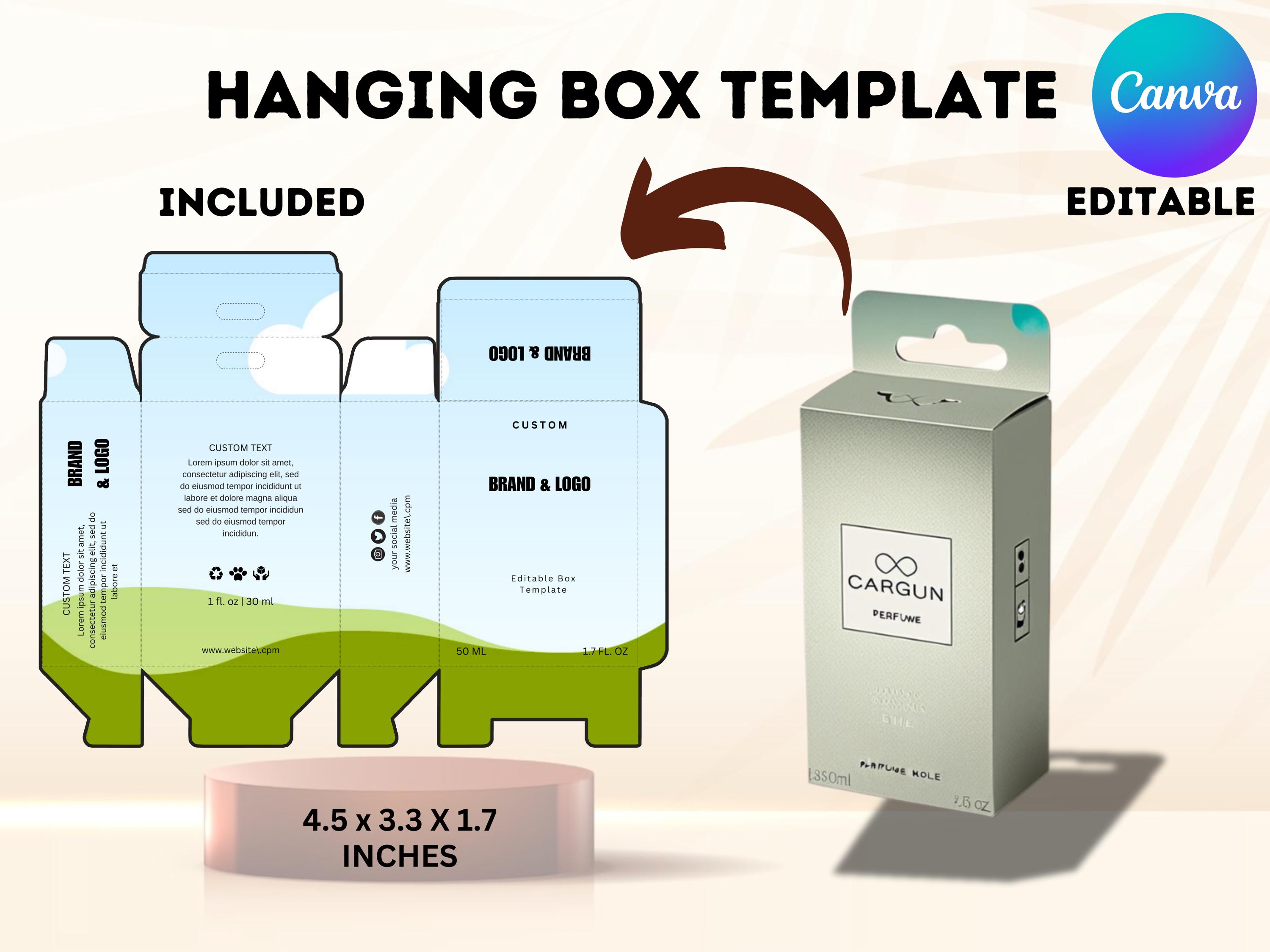 Editable Packaging Box Templates in Canva, Printable Hanging Box ...