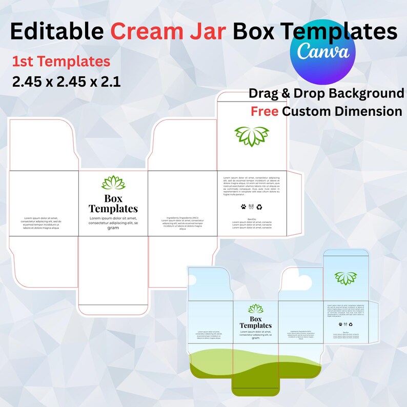 Editable Cream Box Template Canva, Cosmetic Packaging Box Template ...