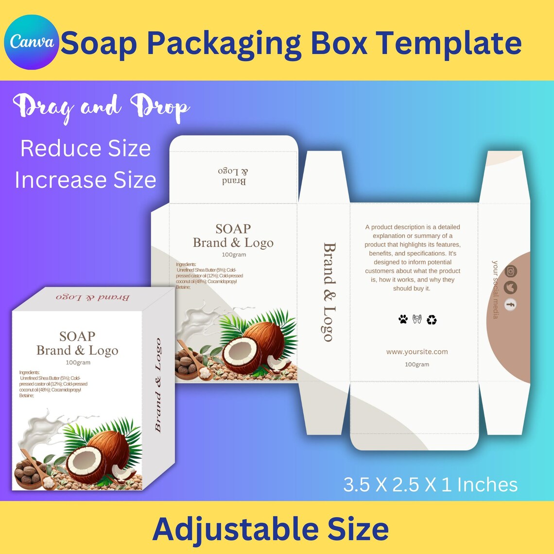 Soap Packaging Box Template Editable in Canva, Modern Soap Packaging ...