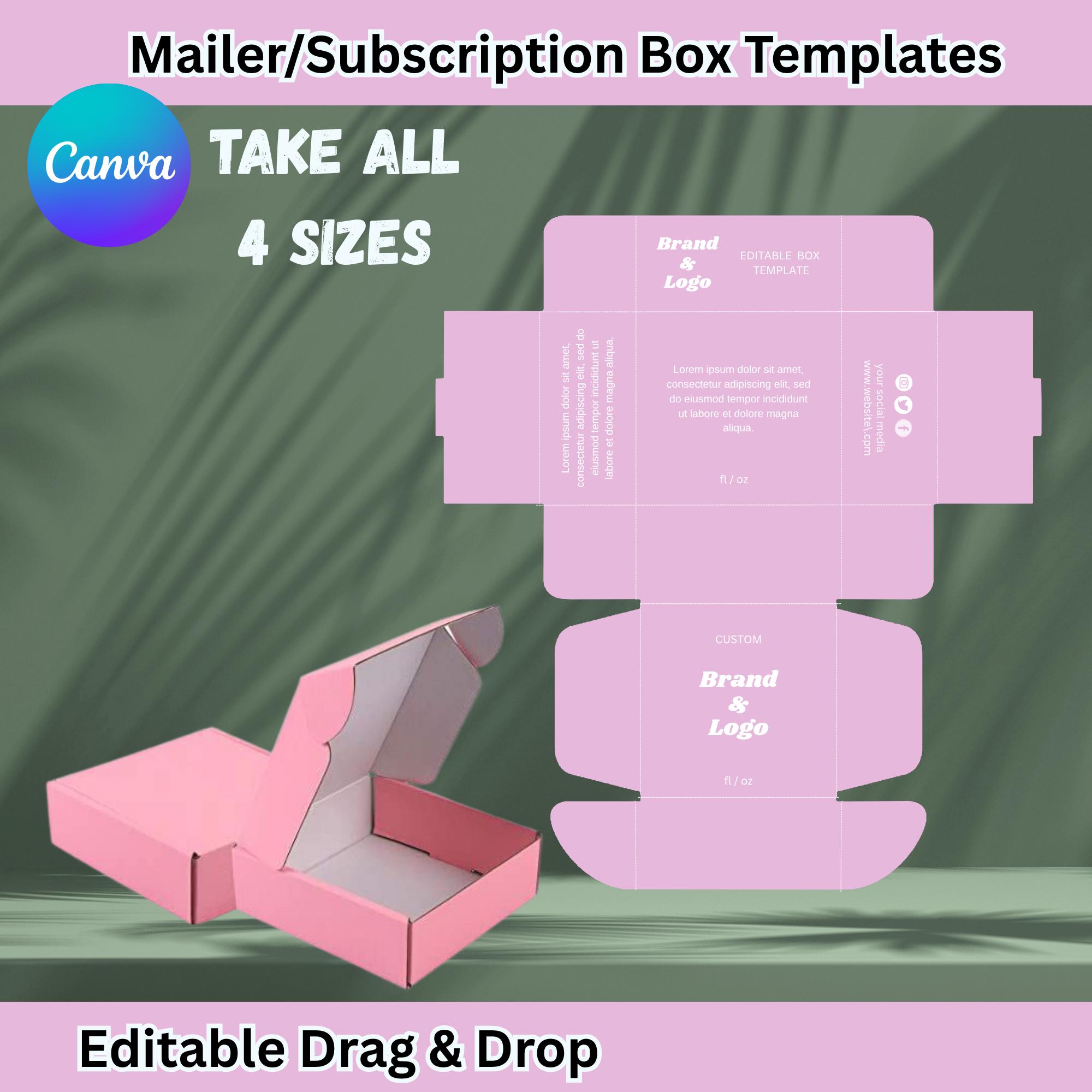 Custom Mailer Box Template, Editable Subscription Box Packaging ...
