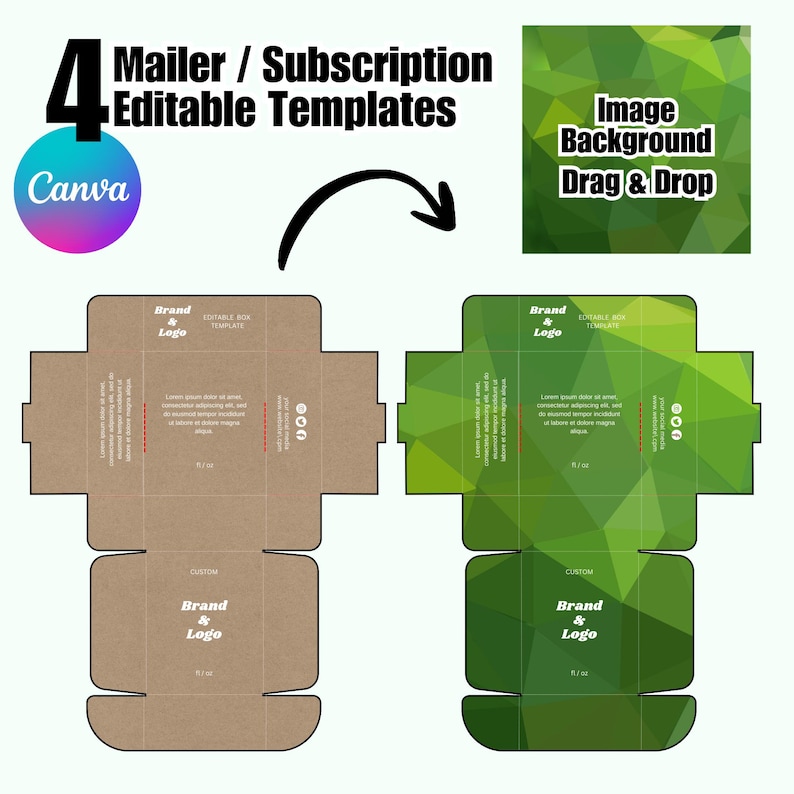 Editable Mailer Box Design for Canva | Printable Subscription Box ...