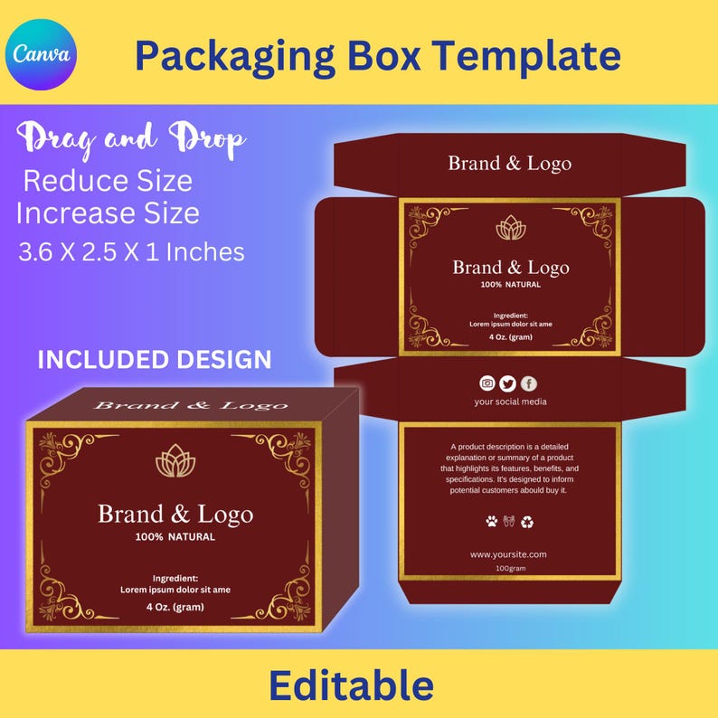 Soap Packaging Box Template, Custom Packaging Box Design for Your Business Branding, Editable ...