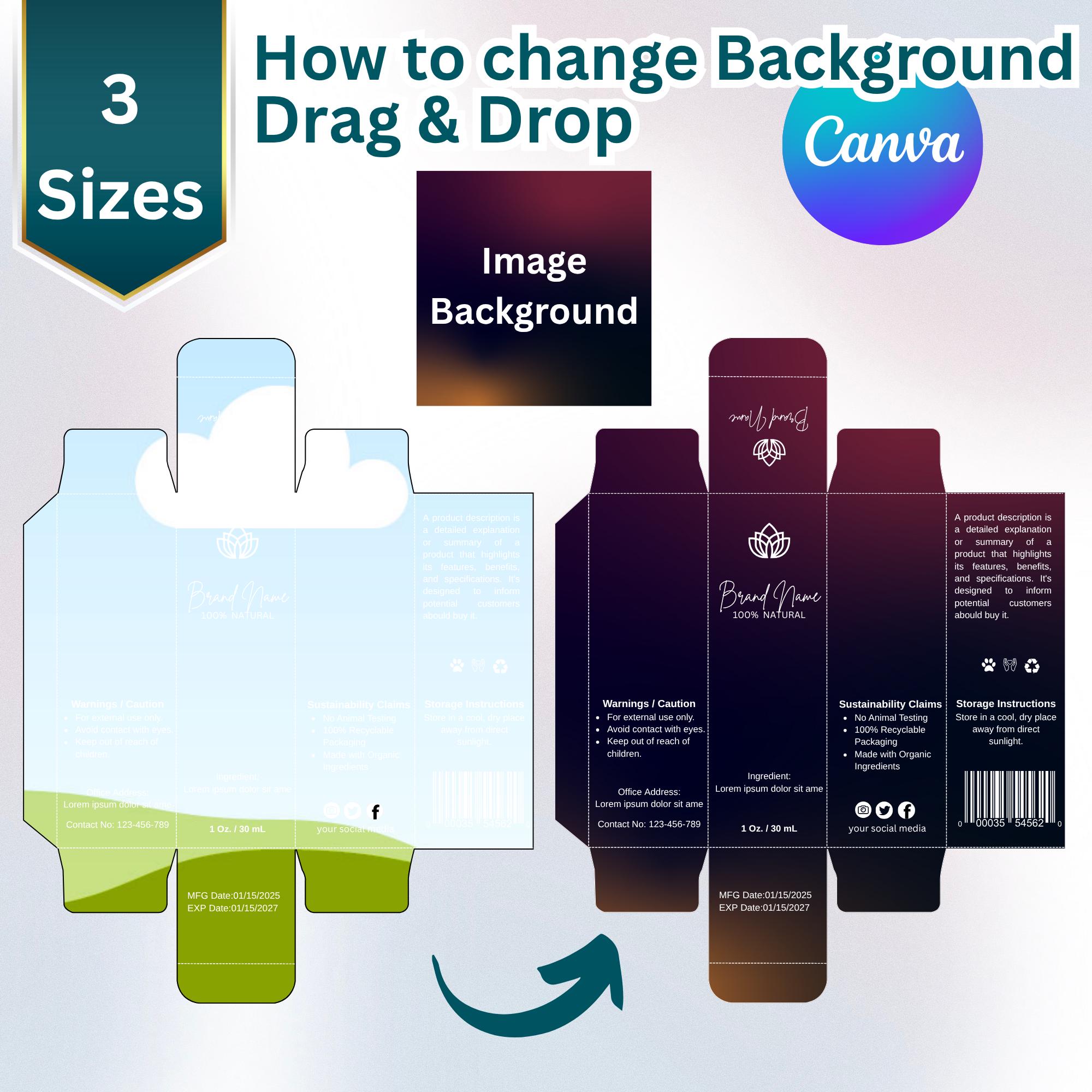 Editable Product Box Template for Canva, Custom Perfume Packaging Box ...
