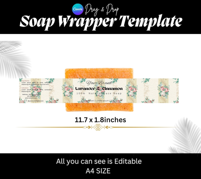 Vintage Soap Packaging Template, Soap Bar Editable Belly Band Template ...