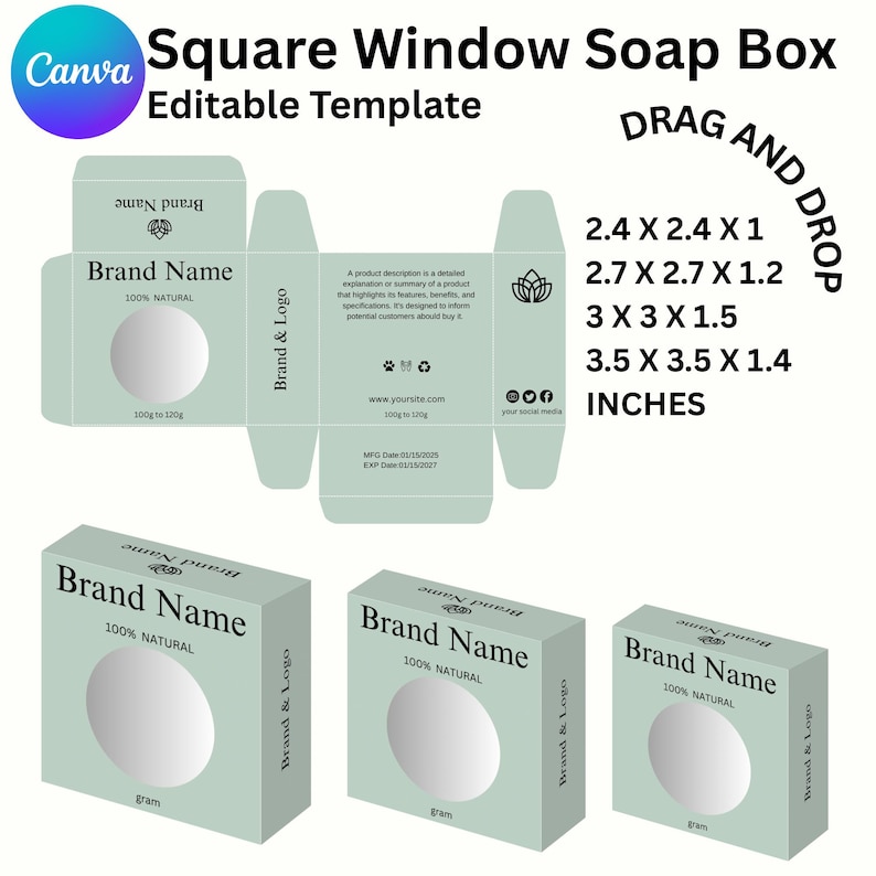 Soap Box Templates for Canva, Editable Soap Packaging Templates, Custom ...