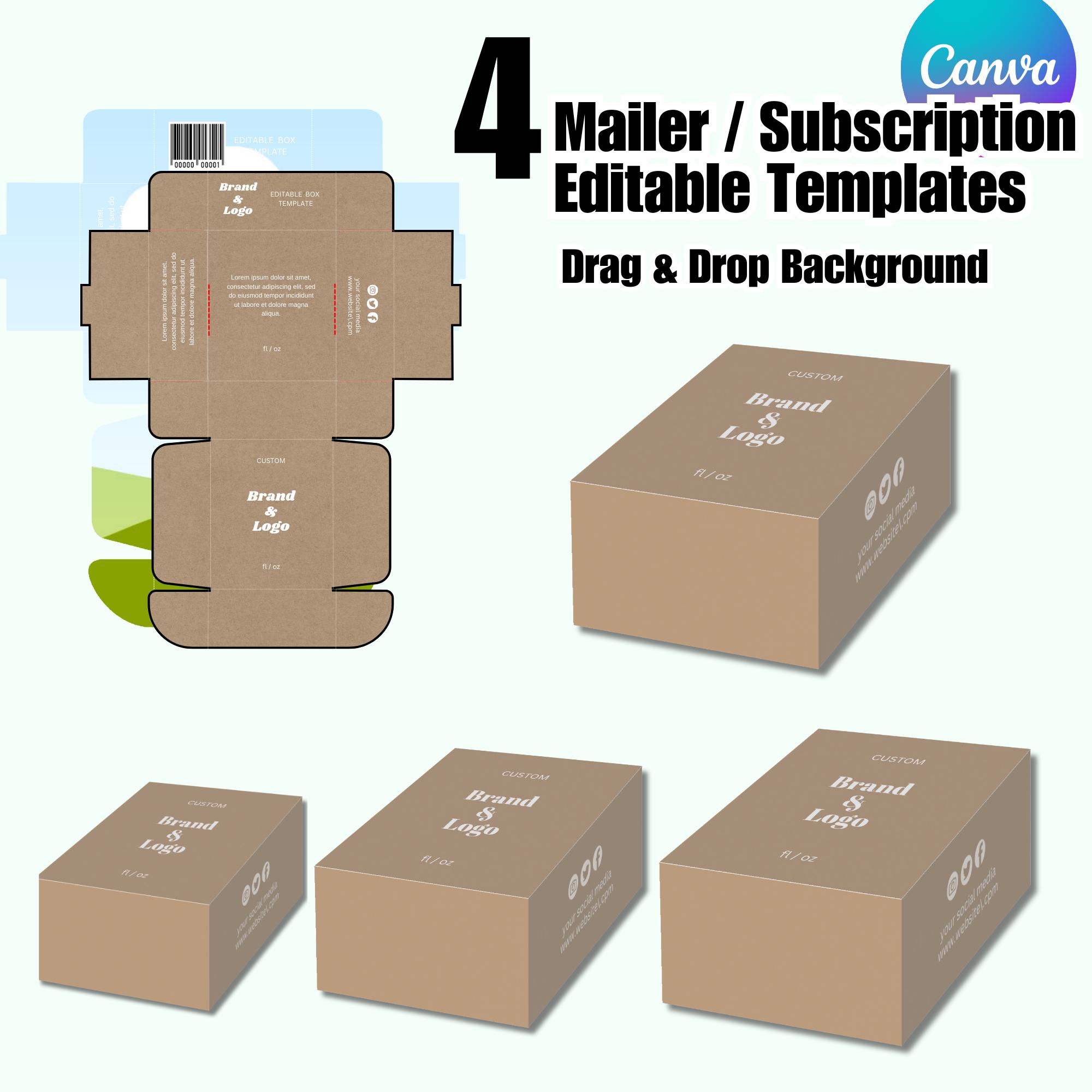 Editable Mailer Box Design for Canva | Printable Subscription Box Template | Custom Shipping Box ...