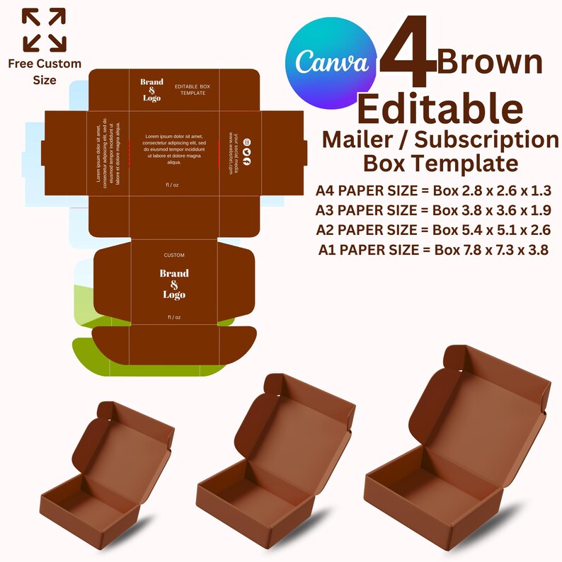 Editable Mailer Box Design for Canva | Printable Subscription Box ...