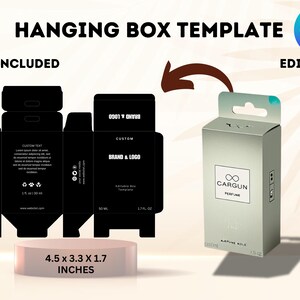 Editable Packaging Box Templates in Canva, Printable Hanging Box ...