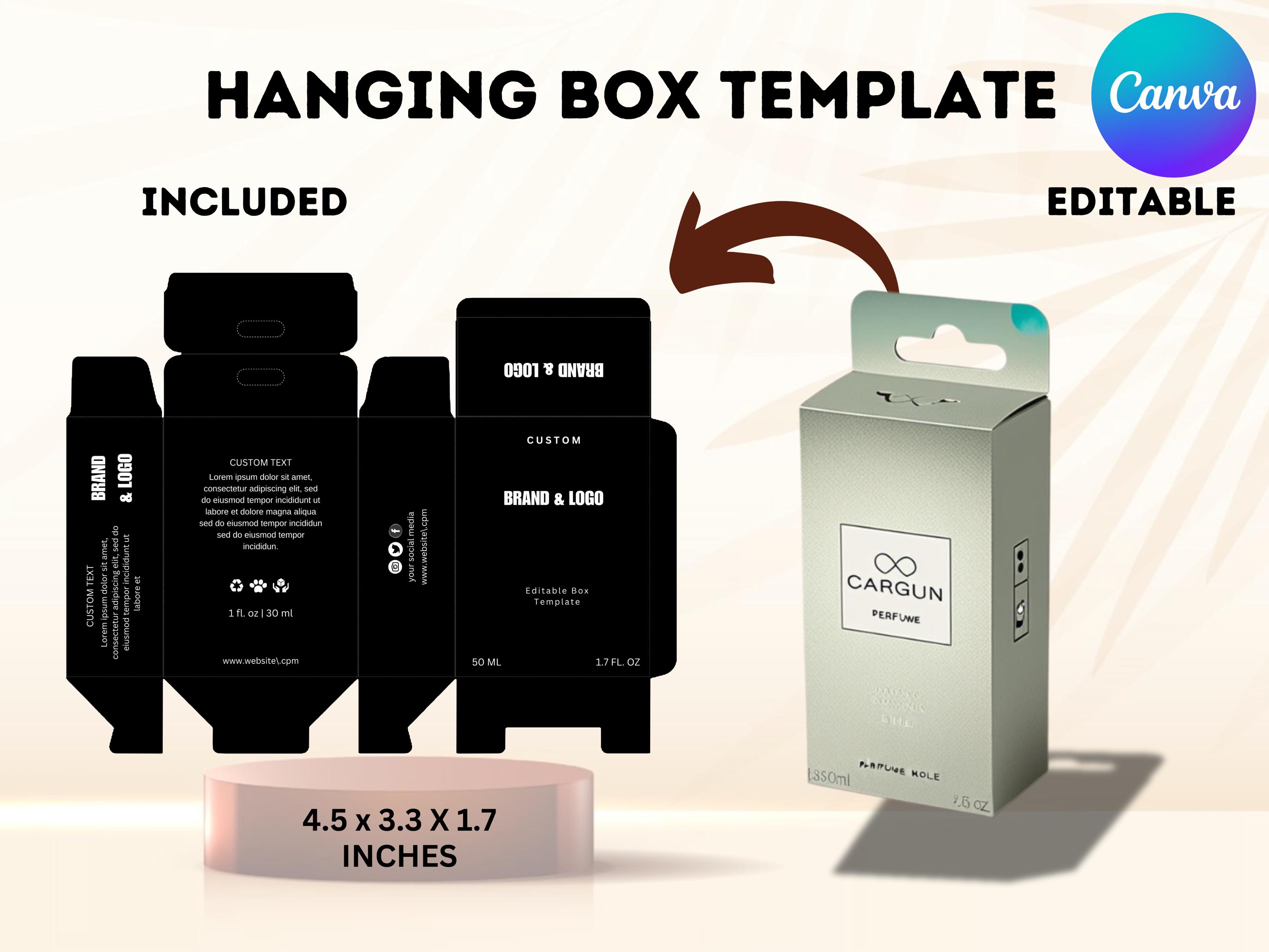 Editable Packaging Box Templates in Canva, Printable Hanging Box ...