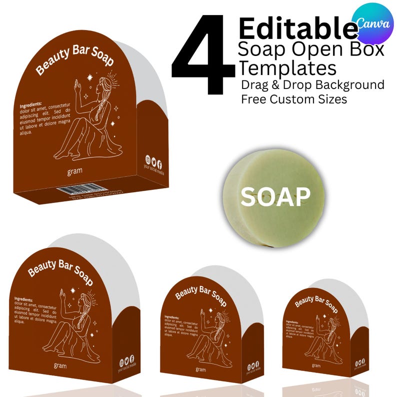 Editable Open Soap Box Template for Canva, Custom Half Soap Box Design ...
