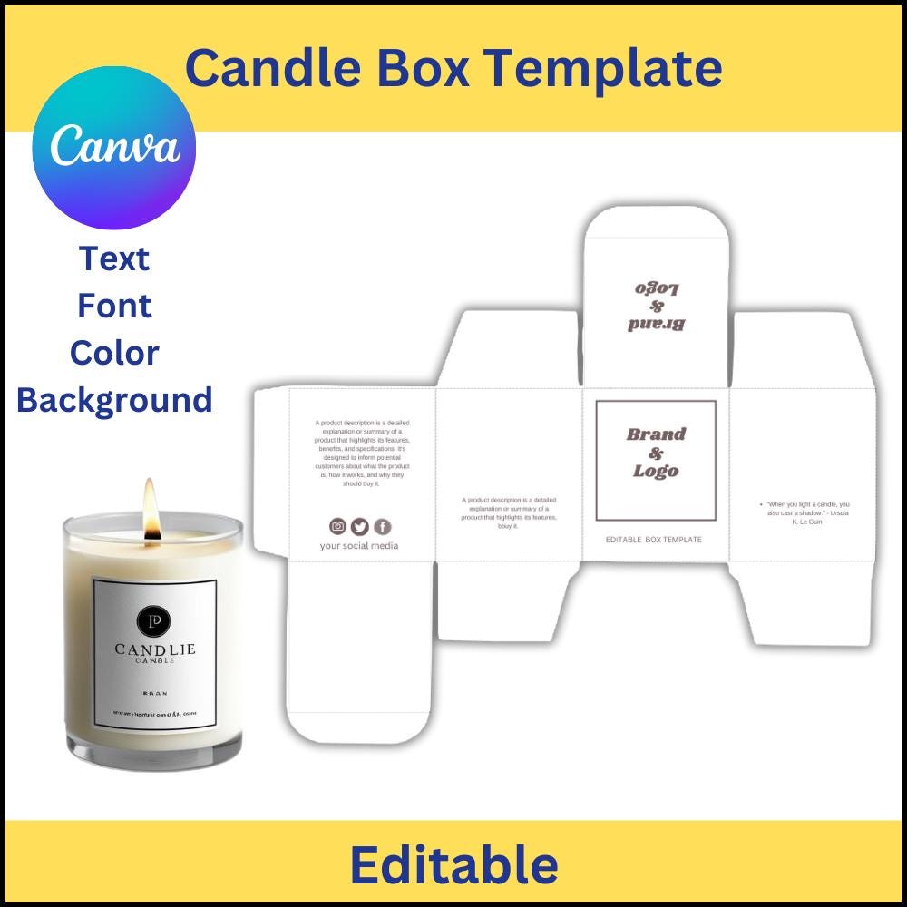 Candle Packaging Box Template | DIY Printable Candle Box for Small ...