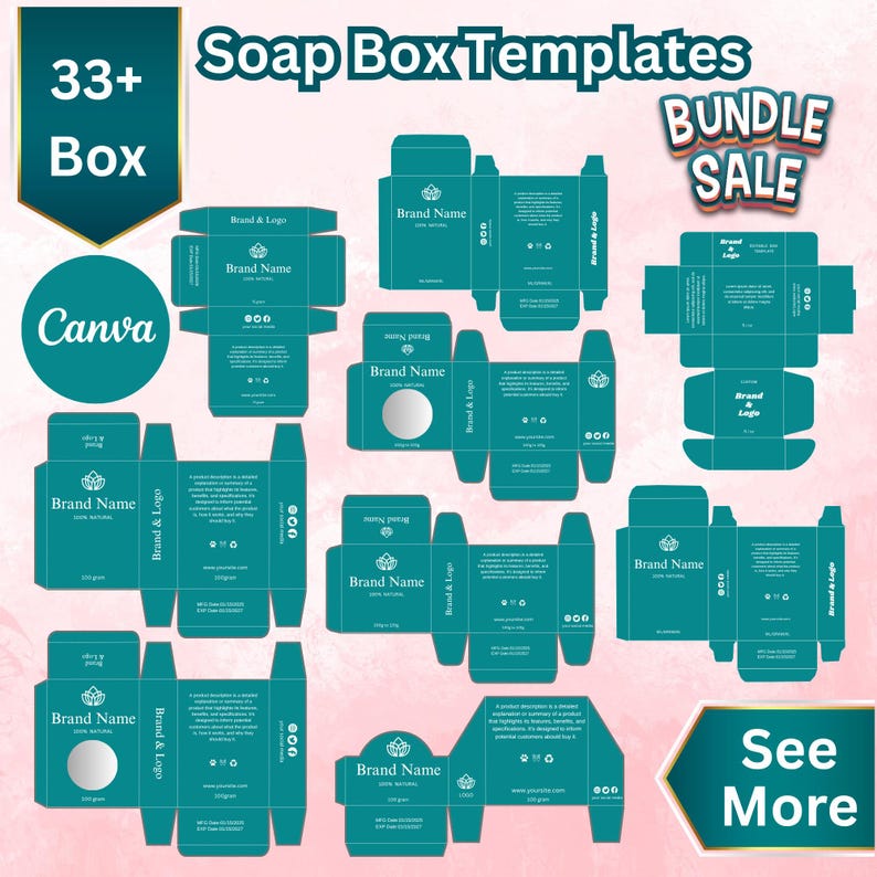 Soap Packaging Box Template for Canva, Editable DIY Soap Box Design ...