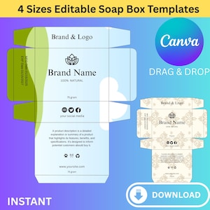 Soap Box Template for Canva, Editable Soap Packaging Box Template ...