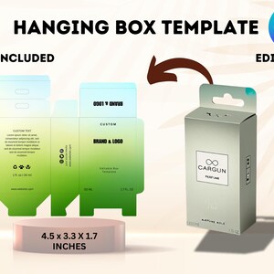 Editable Packaging Box Templates in Canva, Printable Hanging Box ...