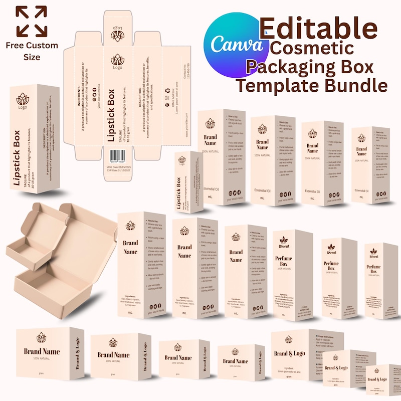 Box Template Cosmetic - Etsy
