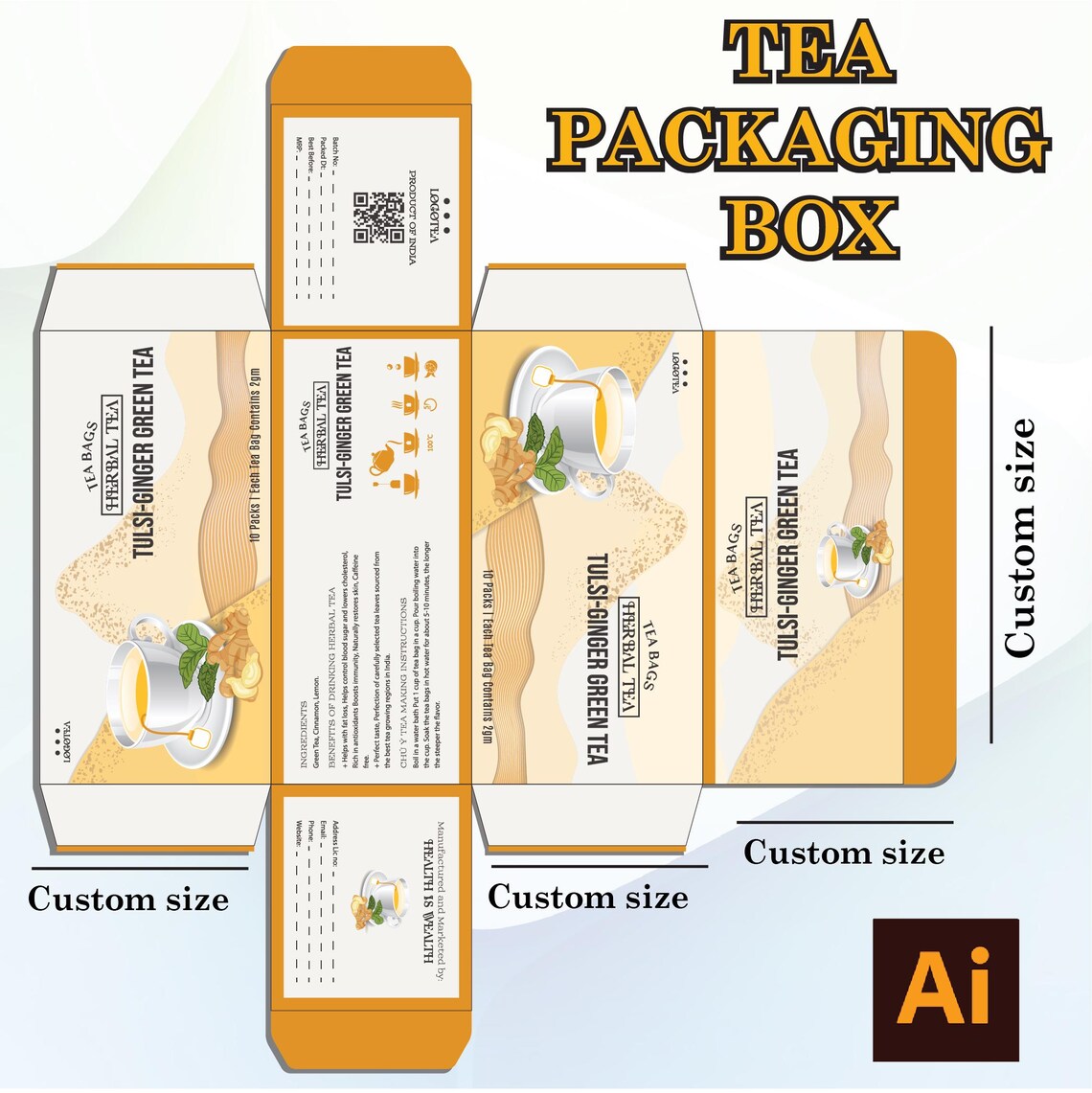 Custom Herbal Tea Packaging Design | Elegant Custom Tea Packaging Box ...