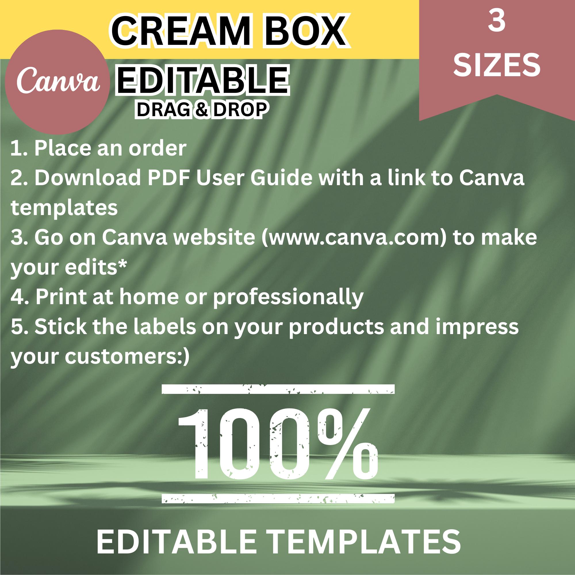 Skincare Cream Box Template for Canva, Editable Packaging Box Template ...