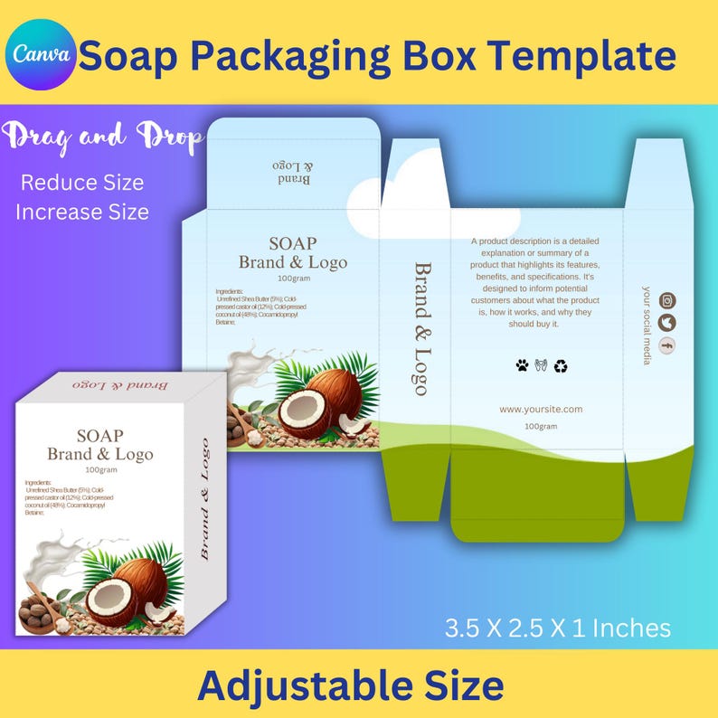 Soap Packaging Box Template Editable in Canva, Modern Soap Packaging ...
