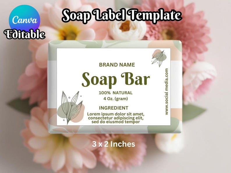 Editable Soap Label Template in Canva, Printable Minimalist Soap Label ...