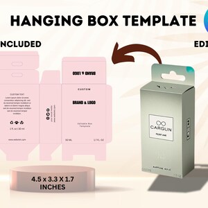 Editable Packaging Box Templates in Canva, Printable Hanging Box ...