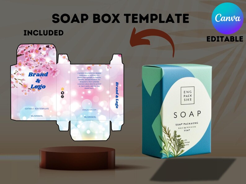 Soap Packaging Box Template Editable in Canva, Printable Soap Packaging ...