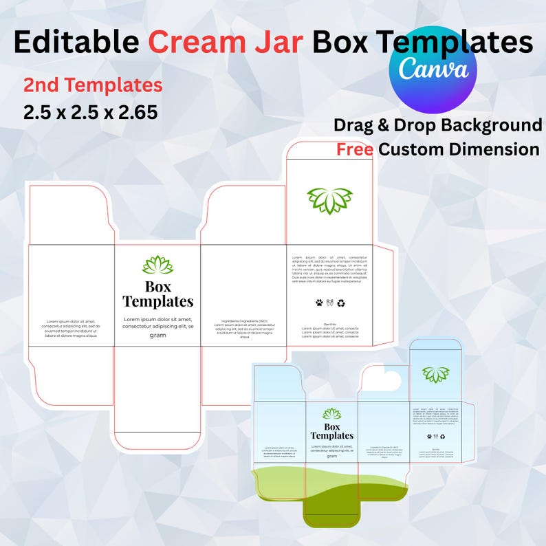 Editable Cream Box Template Canva, Cosmetic Packaging Box Template ...
