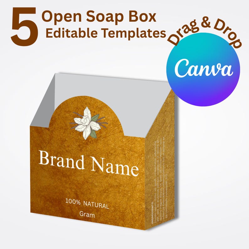 Editable Open Soap Bar Box Template Bundle for Canva, Custom Half Soap ...