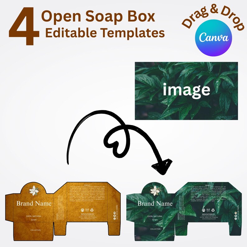 Editable Open Soap Bar Box Template Bundle for Canva, Custom Half Soap ...