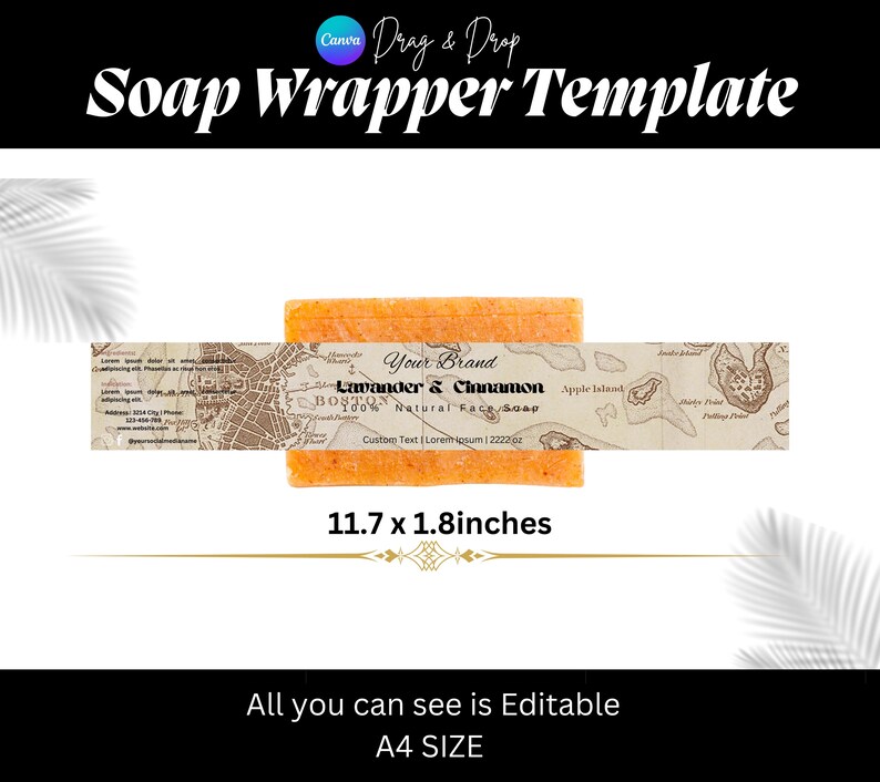 Vintage Soap Packaging Template, Soap Bar Editable Belly Band Template ...