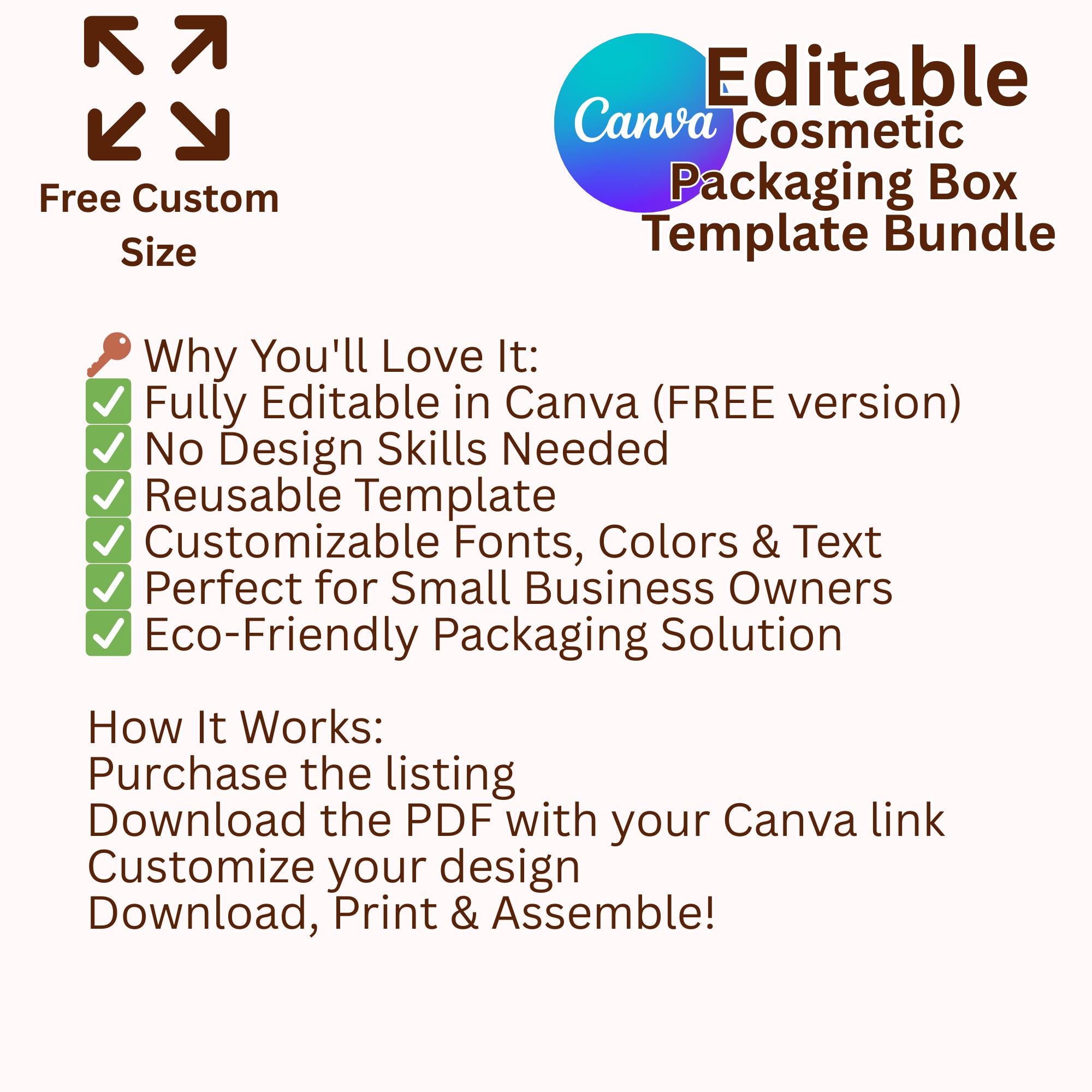 Editable Lipstick Packaging Box Template for Canva, Custom Lip Gloss ...