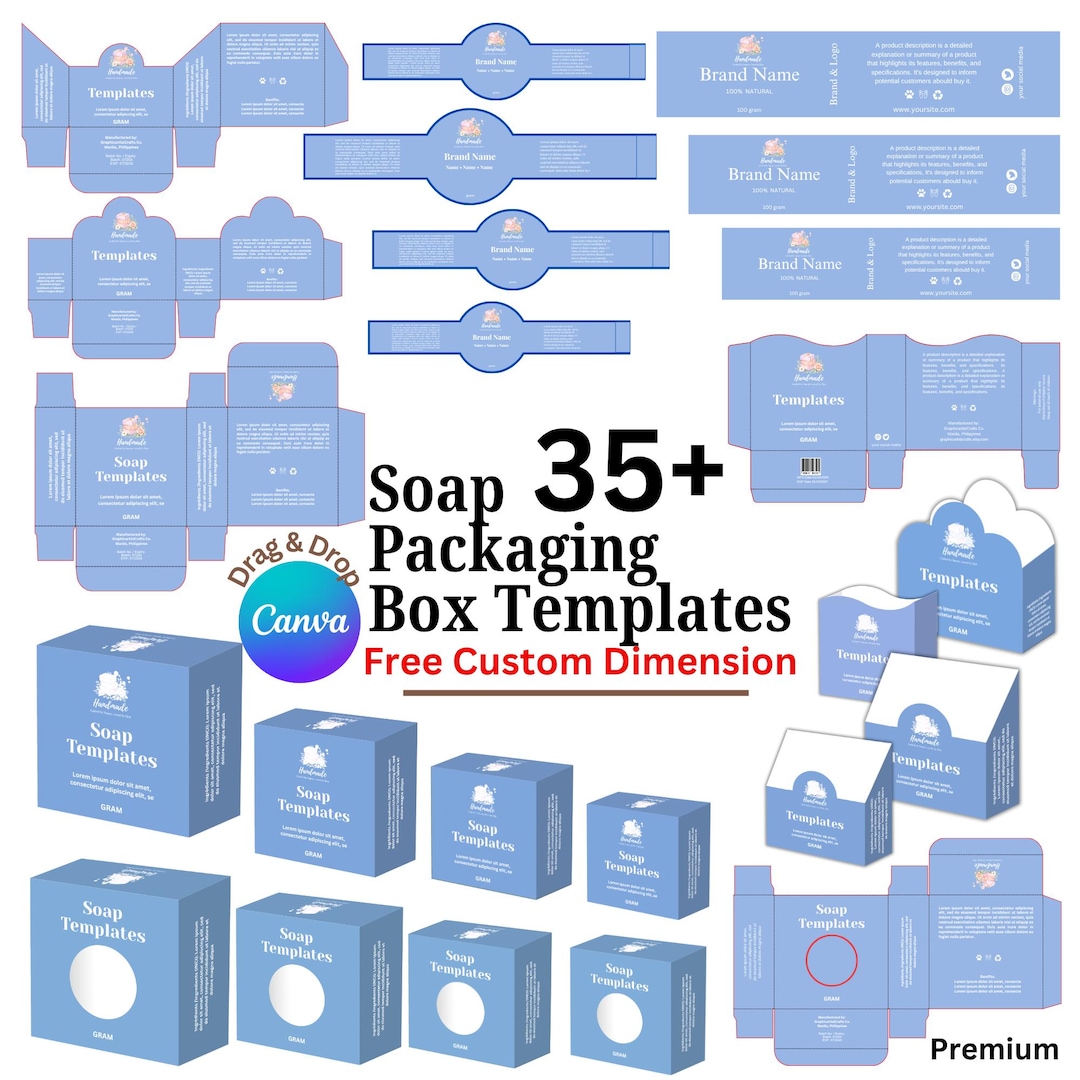 Editable Soap Packaging Templates Canva | Soap Box & Label Bundle ...
