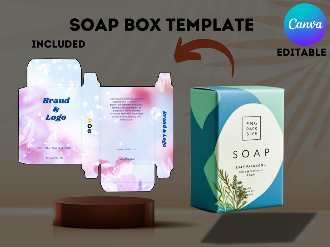 Soap Packaging Box Template Editable in Canva, Printable Soap Packaging ...