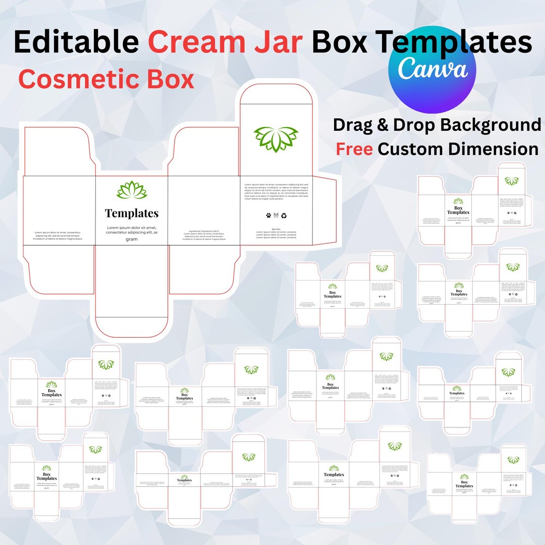 Editable Cream Box Template Canva, Cosmetic Packaging Box Template ...