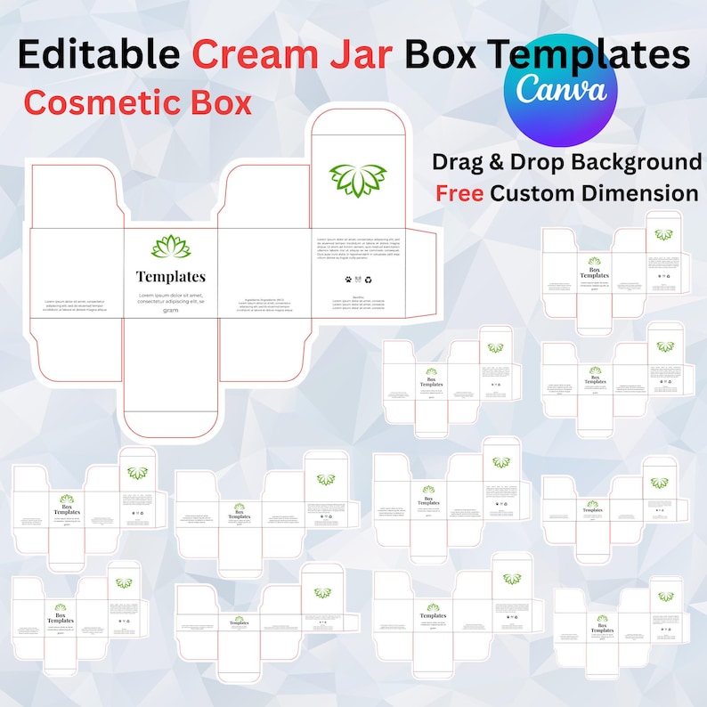 Editable Cream Box Template Canva, Cosmetic Packaging Box Template ...