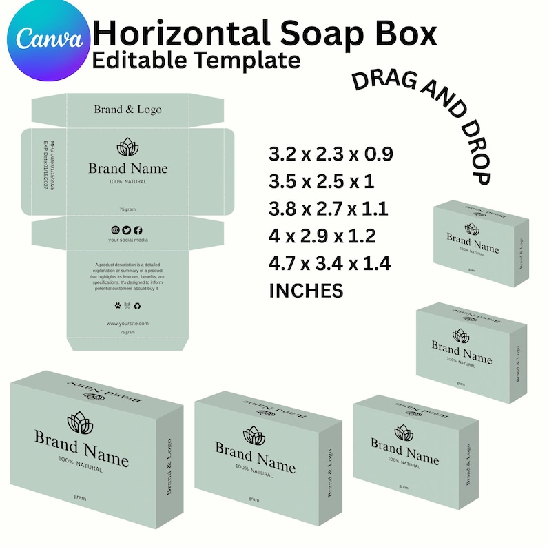 Soap Box Templates for Canva, Editable Soap Packaging Templates, Custom ...
