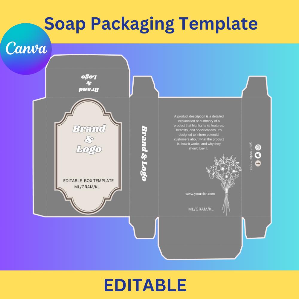 Soap Packaging Box Template | Editable Soap Box Design in Canva | DIY ...