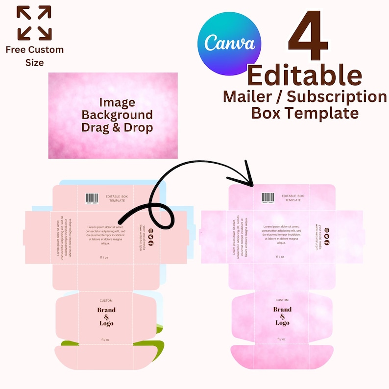 Editable Mailer Box Template for Canva, Custom Subscription Box ...