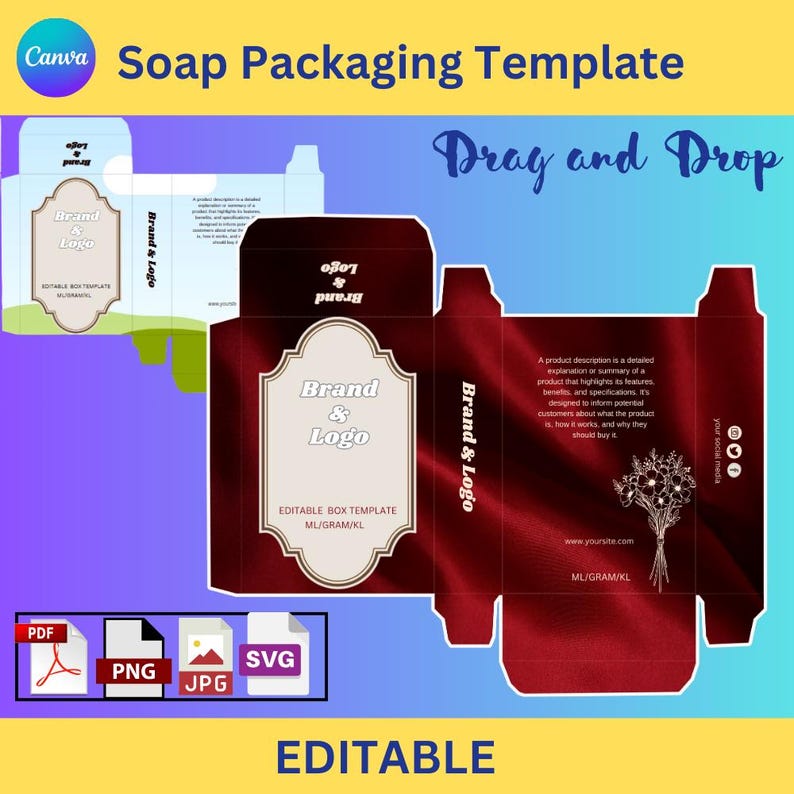 Editable Soap Packaging Box Template in Canva, Professional Soap Box ...
