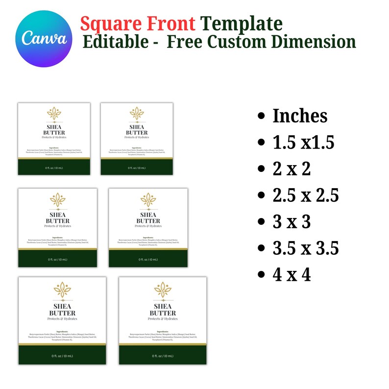 Shea Butter Label Template Canva Editable | Cosmetic Product Label ...