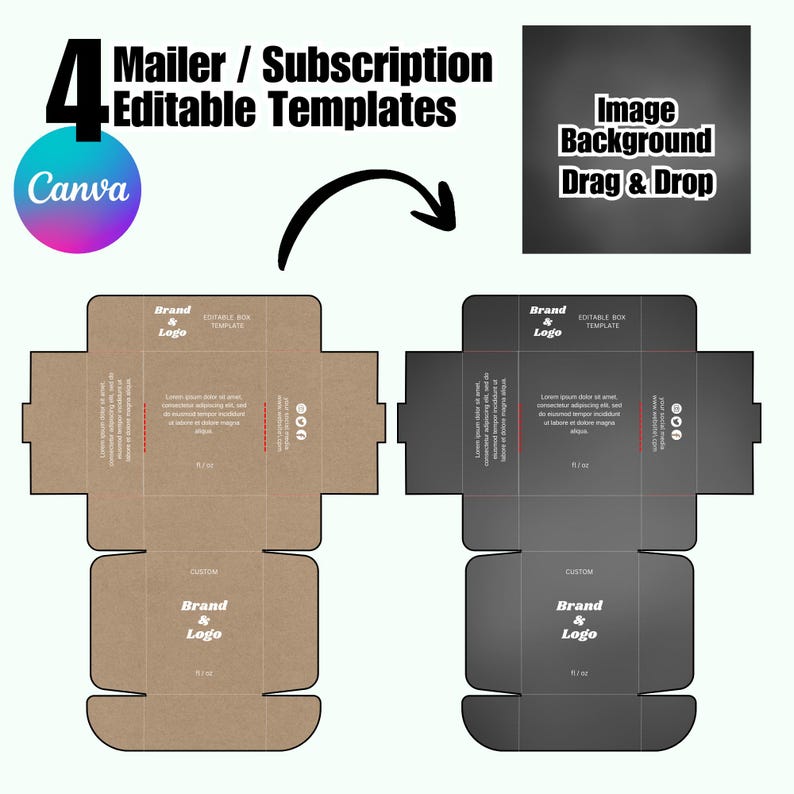 Editable Mailer Box Design for Canva | Printable Subscription Box Template | Custom Shipping Box ...