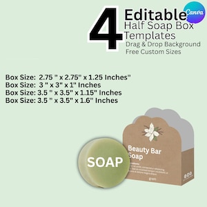 Editable Half Soap Box Template for Canva, Diy Handmade Half Soap Box ...