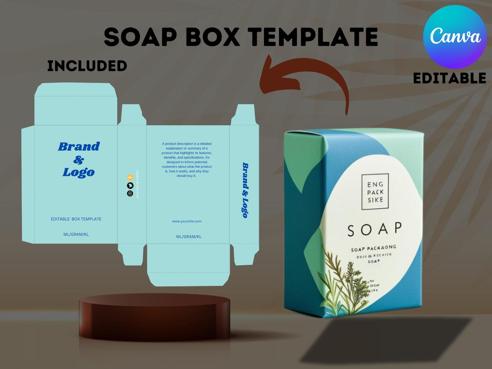 Soap Packaging Box Template Editable in Canva, Printable Soap Packaging ...