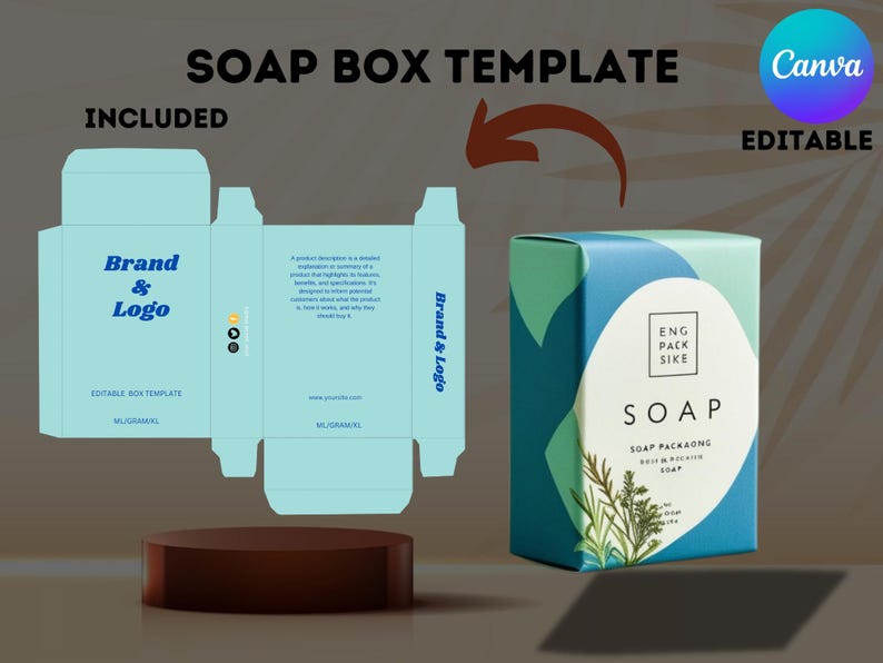 Soap Packaging Box Template Editable in Canva, Printable Soap Packaging ...