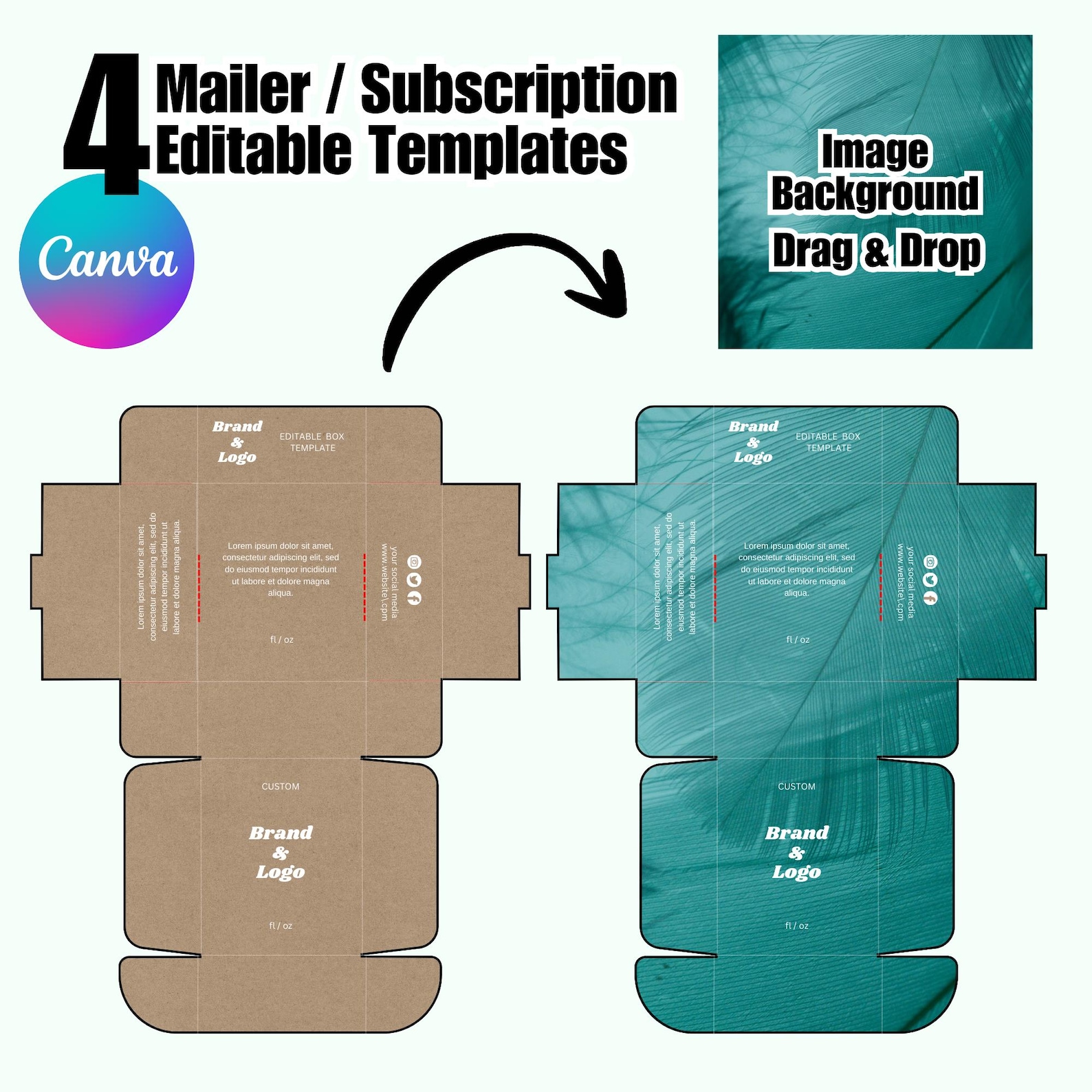Editable Mailer Box Design for Canva | Printable Subscription Box ...