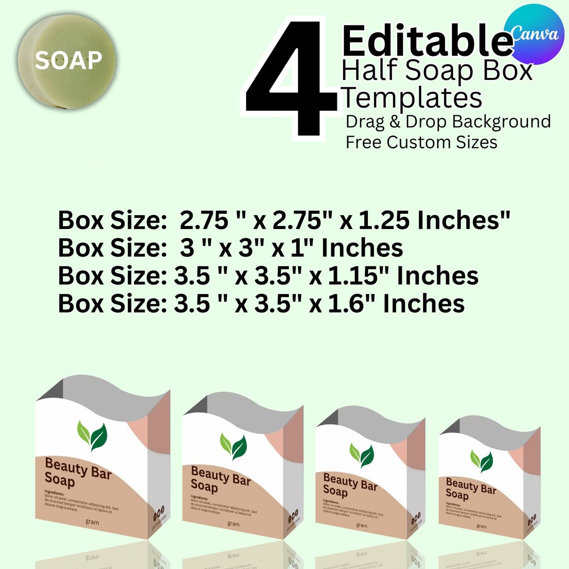 Editable Half Soap Box Template for Canva, Printable Half Soap ...